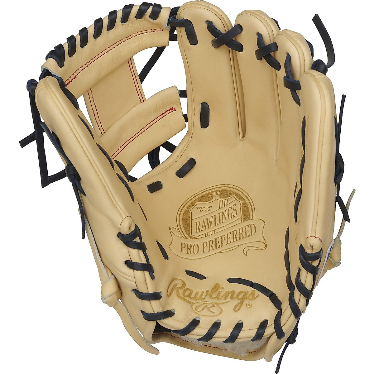 Rawlings | PRO PREFERRED Baseball Glove | 11.5" | Pro I Web | Right Hand Throw | Camel/Navy/Red