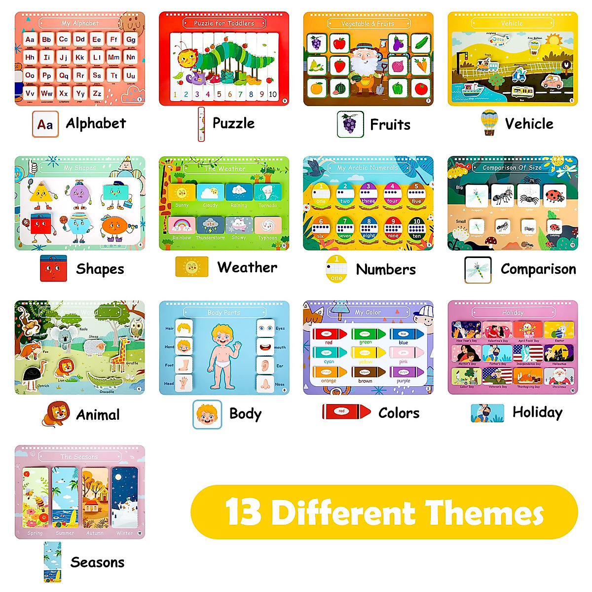 Freebear Busy Book for Toddlers, Book for Toddlers, Preshool Kindergarten Learning Activities, Autism Sensory Toys, Travel Toys, Gifts for Girls and Boys 4 5 6 7 8 Years (Rabbit)