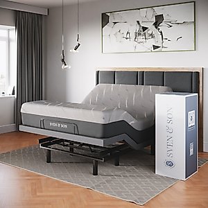 Sven & Son Classic Adjustable Bed Base, Head and Foot Lift, Massage, Under-Bed Lights, USB, Gel Memory, Zero Gravity Smart Frame - Queen + 10 inch Memory Foam Matt (Firm)
