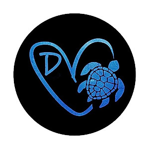 Blue Green Sea Turtle Heart Letter D Initial Name Monogram PopSockets Swappable PopGrip