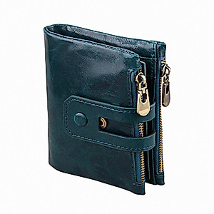 Baellerry Women RFID Blocking Wallet Small Vintage Cowhide Leather Wallet For Women (blue1)