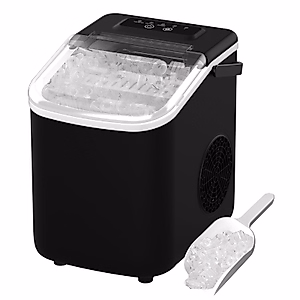 Chic Now Ice Maker Countertop,9 Cubes Ready in 7 Mins,20lbs in 24Hrs,2 Sizes of Bullet Ice,Self-Cleaning Ice Machine with Ice Scoop and Basket for Home Kitchen Office Bar Party