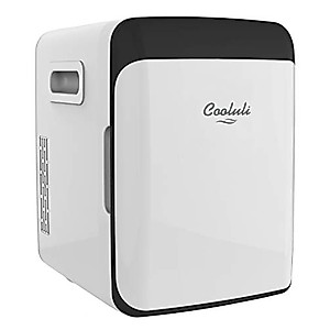 Cooluli 10L Mini Fridge for Bedroom - Car, Office Desk & College Dorm Room - 12V Portable Cooler & Warmer for Food, Drinks, Skincare, Beauty, Makeup & Cosmetics - AC/DC Small Refrigerator (White)