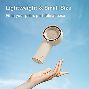 JISULIFE Handheld Turbo Fan [16H Max Cooling Time] Mini Portable Hand Fan, 4000mAh USB Rechargeable Personal Fan, Battery Operated Small Pocket Fan with 5 Speeds for Travel/Outdoor/Home/Office - Brown