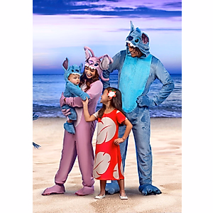 Fun Costumes Disney Lilo and Stitch for Adults, Women's Angel Onesie Outfit with Character Hood, Gloves, and Shoe Covers Medium Pink