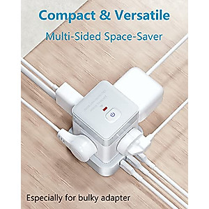 Power Strip with USB Baykul Flat Plug Extension Cord Cube with 4 Outlets 3 USB Ports 5ft Power Cord Surge Protector Desktop Charging Station Overload Protection Compact Portable for Home Travel Office