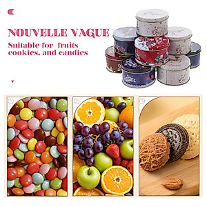 DOITOOL 12 Pcs Christmas Cookie Tin with Lids,Round Metal Cookie Box Christmas Candy Jars,Festive Cookie Containers Xmas Tin Box,Christmas Tinplate with Lids for Storing Candies Biscuits Treat