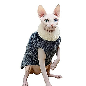 Toysructin Hairless Cat Turtleneck Sweater for Small Medium Cats Dogs, Winter Warm Cat Pullover Shirt Coat Soft Skin-Friendly Vest Sweaters, Pet Kitten Clothes Jumpsuit Shirts for Sphynx, Cornish Rex