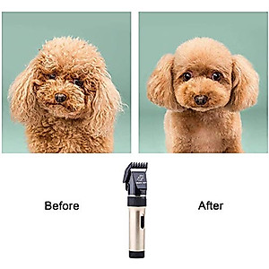 ENJOY PET Dog Clippers Cat Shaver, Professional Hair Grooming Clippers Detachable Blades Cordless Rechargeable with Guards, Combs for Dog Cat Small Animal, Quiet Animal Horse Clippers (Gold)