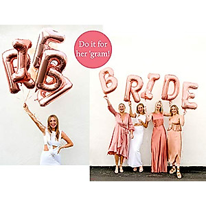 Only the Joy. Bachelorette Party Decorations Kit - Rose Gold Bridal Shower Decor - XL Bride Balloon Letters, Diamond Ring Balloon, Bride Sash, Foil Curtain, Peach and Confetti Balloons + More Supplies