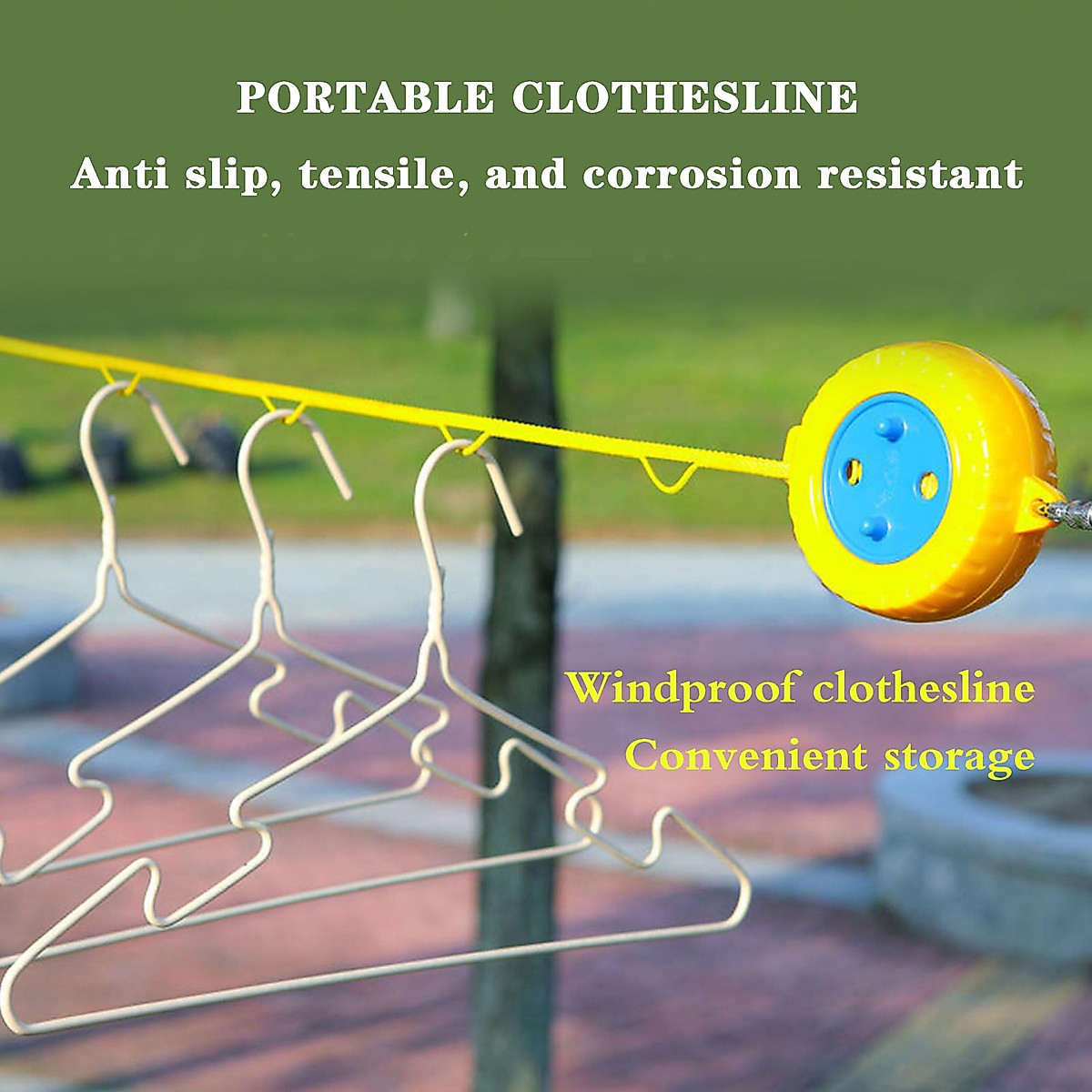 Retractable Clothesline, 26 Feet Portable Clothesline,Clothes Line Retracting Indoor,Travel Hotel Camping 、Cruise Ship、 Backyard 、Outdoor/Indoor,Fv Clothesline,with Windproof Hanging Hole(1 Piece)