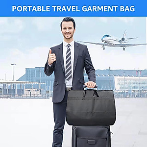 SRFRZ 43" Heavy Duty Garment Bags Suit Bags for Travel Hanging Clothes, 4" Gussetes with Pockets and 2 Handles, Protector for Coat Dress Jacket Shirts