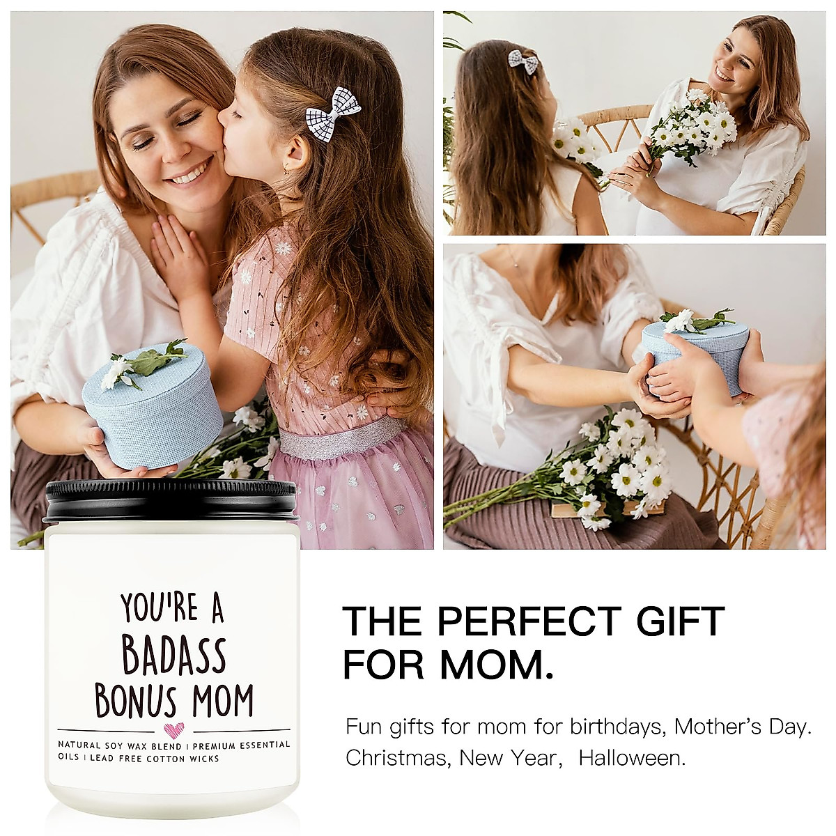 Bonus Mom Gifts from Daughter/Son, Mothers Day Gifts for Mother-in-Law, Candle Gift for Stepmom, Boyfriends Mom, Girlfriends Mom, Birthday Christmas Gifts for Step Mom, Adopted Mom, Second Mom