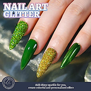 Holographic Ultra Fine Glitter, 180G/6.35OZ Resin Glitter Powder Sequins Flakes, 1/128" Metallic Iridescent Glitter for Resin Tumblers Art Crafts, Hair Face Body Nail Glitter, LEOBRO Gold Glitter