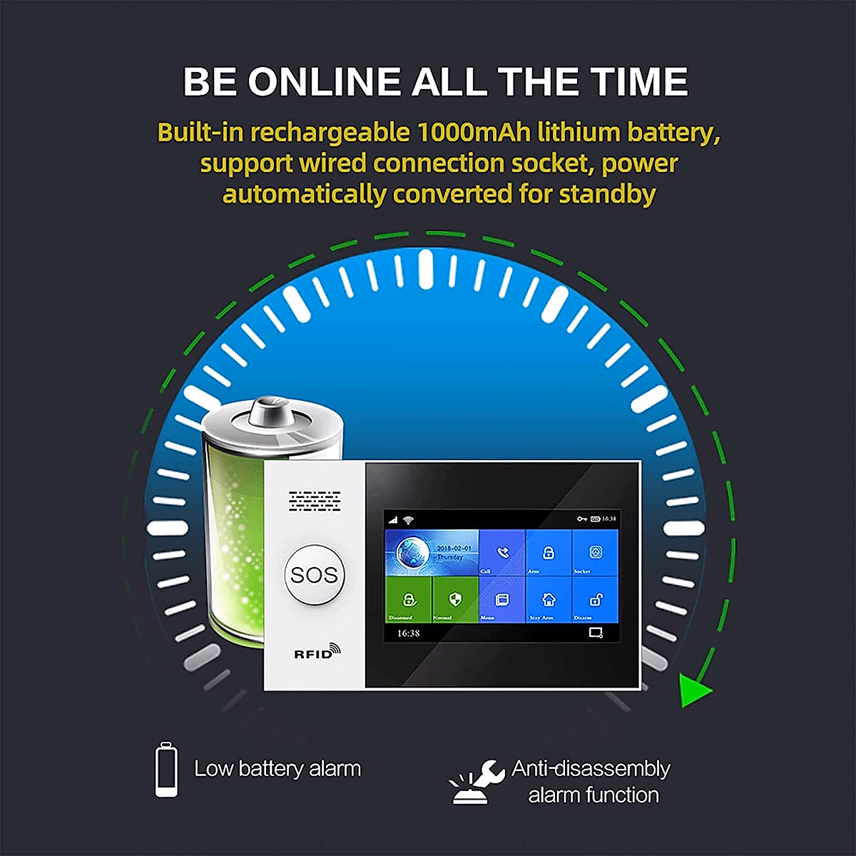 Touch Screen Alarm System for Whole House Security, WiFi Wireless Home Alarm 20 Piece Kit with Siren, PIR Motion Sensor, Remote Controls, Window/Door Sensor,Support SMS Push