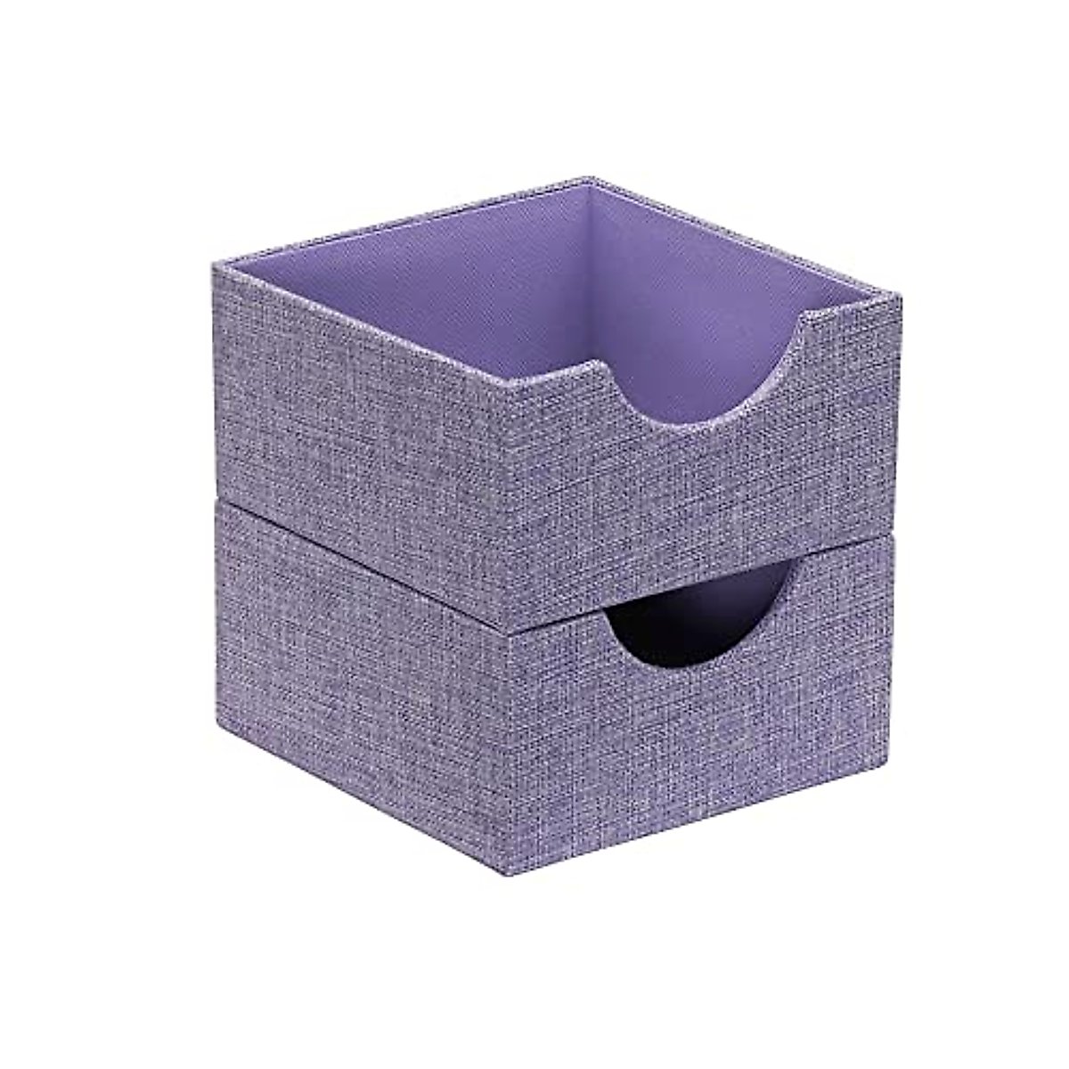 Household Essentials 2-Pack of Drawer Organizers, Sturdy Chipboard Wrapped In Soft Polyester Fabric, Stylish and Functional Storage Solution, 3” H x 6” W x 6” D, Iris