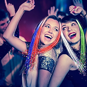 30 Pack LED Lights Hair Light-Up Fiber Optic LED Hair Barrettes Extensions Light Flashing Fiber Optic Hair Braid Barrettes Hair Clips for Party Favors Festival Party Bar Concert
