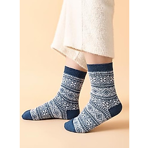 Loiyadn 2024 Pocket Calendar Womens Wool Socks - 5 Pairs Thick Soft Women's Socks, Multicolored, Winter Socks for Women Men, Thermal Socks for Women