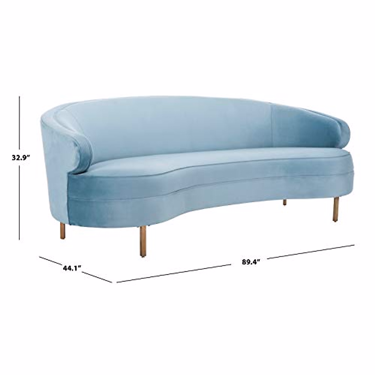 Safavieh Couture Primrose Glam Light Blue Velvet Curved Sofas