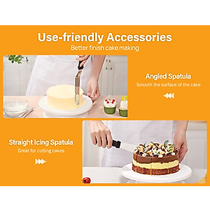 Kootek 69pcs Cake Decorating Supplies Kit, Cake Decorating Set with Cake Turntable Stand, 12 Numbered Icing Piping Tips, 50 Pastry Bags, Straight & Angled Spatula, 3 Scraper & Other Baking Supplies