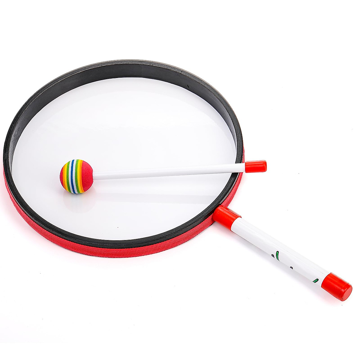 Foraineam 2 Pieces 8 Inch Lollipop Drum with Drum Beater Lollipop Hand Drum Musical Educational Percussion Instrument