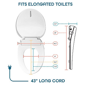 BidetMate 700 Series Electric Bidet Smart Toilet Seat with Side Knob Control - Instant Heated Water, Dryer and Seat - Adjustable and Self-Cleaning - Fits Elongated Toilets