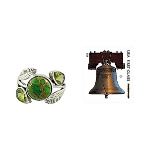 NOVICA Artisan Handmade Peridot Cocktail Ring with Composite Turquoise Sterling Silver Reconstituted Green India Greenery Leaf Tree Bollywood Birthstone [ring Front 0.7 in L x 0.6 in W x 0.3 in H Ban]