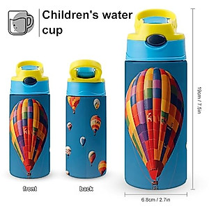 Stainless Steel Water Bottles Hot Air Balloons Travel Water Cups with Handle And Silicone Straw Drinking Cup with Leak Proof Lid Thermo Travel Mug for Women Men