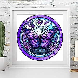 5D Butterfly Diamond Painting Kits for Adults-Stained Glass Butterfly Diamond Art Kits for Adults, Butterfly Gem Art Kits for Adults for Gift Home Wall Decor(14x14inch)