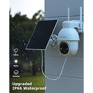 【2K】 Solar Powered Security Cameras Wireless Outdoor, 2 Pack, Pan Tilt 360°WiFi Camera with Color Night Vision/PIR Sensor/2-Way Audio/Alexa/Google Assistant