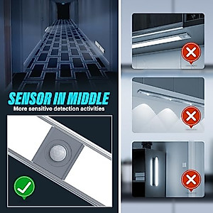 KIFACI Under Cabinet Lighting Indoor Rechargeable 12 Inch, 2 Pack Motion Sensor Under Cabinet Lighting Lights for Kitchen, Stair Wall Closet Light Indoor