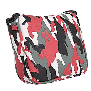 Golf Builder Red Camouflage Golf Club Square Mallet Putter Head Cover for Center Shaft Putters with Magnetic Closure
