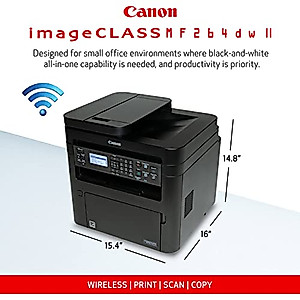 Canon imageCLASS MF264dw II All-in-One Wireless Monochrome Laser Printer, Black - Print Scan Copy - 5-Line LCD, 30 ppm, 600 x 600 dpi, 512MB Memory, Auto 2-Sided Printing, 35-Sheet ADF, Ethernet