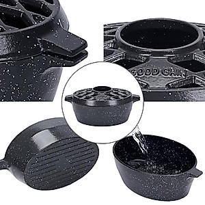 G Good Gain Wood Stove Steamer, Fireplace Humidifier, Cast Iron Humidifier for Stove, Matte Black Finish, Rust Resistant, Lattice Top, 2.5 Quart Capacity, Wood Burning Stove Indoor Decorative. Grey