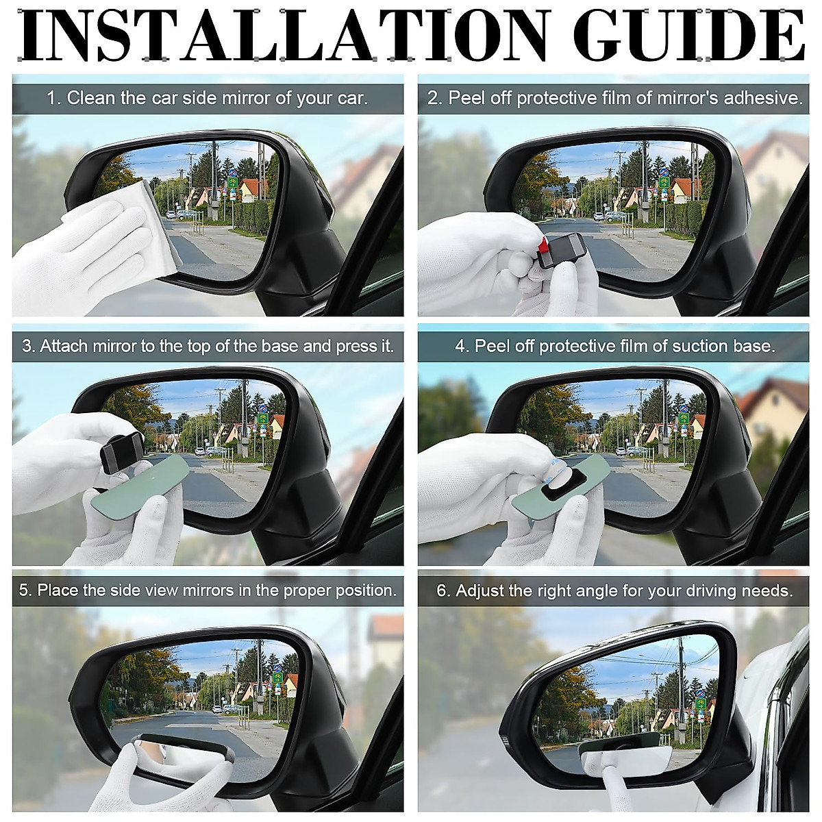 LivTee Blind Spot Mirror, Rectangular Shaped HD Glass Frameless Convex Rear View Mirror with wide angle Adjustable Stick for Cars SUV and Trucks, Pack of 2