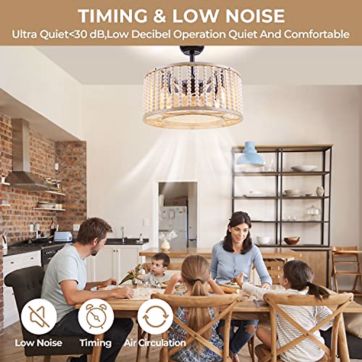 Flanagan 20 inch Boho Ceiling Fan with Lights, Modern Enclosed Design, Caged Fan, Remote Control, for Living Room, Bedroom, Kitchen