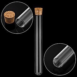 Ackers Science 12Pcs 16×150mm(23ml) Glass Test Tubes with Cork Stoppers|1 Rack of Acrylic Material