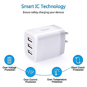 USB Wall Charger, Hootek 2Pack Wall Plug 3-Port USB Charging Station 3.1A Power Adapter Multi Port Quick Charger Block Cube Compatible iPhone 14 13 12 11 Pro XS MAX 8 Plus,iPad,Samsung Galaxy S22 S21