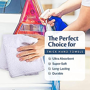 Car Care Essentials Wash Dry and Detail Towels, Set of 12, White, 100% Ring Spun Cotton, 16” X 27”, 4.25 lbs. per dz. Heavy Thick, Premium Multi-Purpose Towels