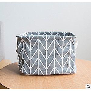 Lannu Pack 4 Canvas Storage Bins Basket Organizers Foldable Fabric Cotton Linen Blend Storage Bins for Makeup, Book, Baby Toy Basket, 8x6x5.5 inch