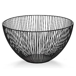 IBWell Wire Fruit Basket Fruit Bowl Kitchen Fruit Basket Stand Fruit Bowls for the Counters Metal Fruit Bowl(Round Black)
