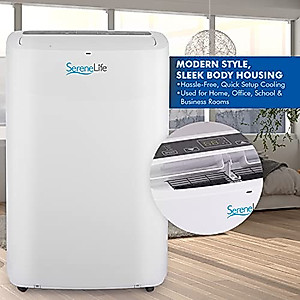 SereneLife SLPAC14.5 Portable Air Conditioner-Compact Home A/C Cooling Unit with Built-in Dehumidifier & Fan Modes, Includes Window Mount Kit (14,000 BTU), White