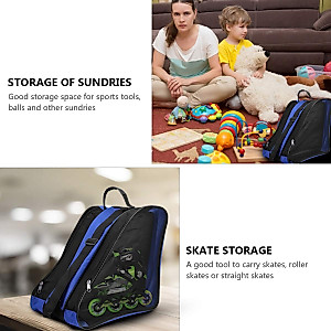 BESPORTBLE Skate Shoes Bag Triangle Roller Skate Bag Large Capacity Quad Skate Shoe Bag Skating Handbag for Inline Ice Skates Blue