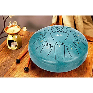 Nanrika Steel Tongue Drum, 10 Inch 11 Note, Percussion Instrument, Hand Pan Drum, With Bag, Music Book, Drumstick and Finger Cover (Malachite)
