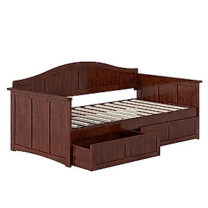 AFI, Nantucket Twin Size Wood Daybed Frame with 2 Storage Drawers, Walnut (Brown)