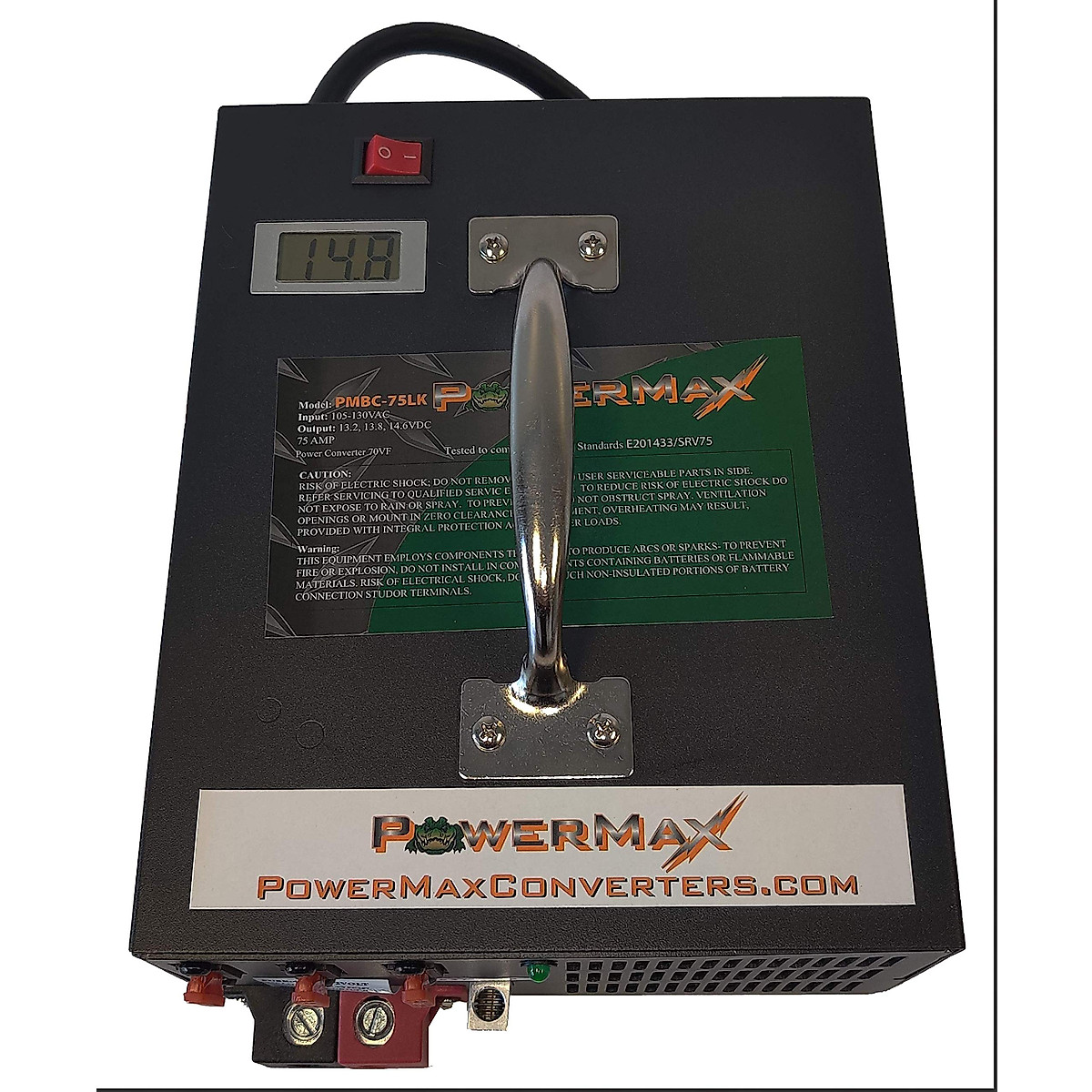 PowerMax PMBC-75 75 Amp 12V Battery Charger with Clamps