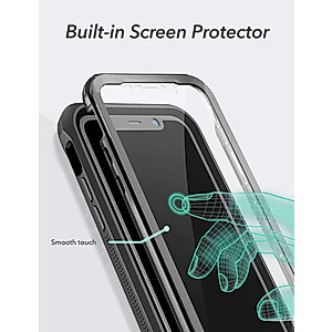YOUMAKER Designed for iPhone 11 Case, Heavy Duty Protection Kickstand with Built-in Screen Protector Shockproof Cover for iPhone 11 6.1 Inch - Black