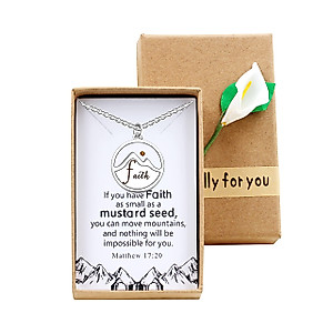 Uloveido Mustard Seed Mountain Necklace Stainless Steel Faith Pendant Inspirational Christian Baptism Religious Gift for Women Y2391