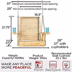 Amish Casual Heavy Duty Roll Back Pressure Treated Swing Chair with Cupholders (Unfinished)