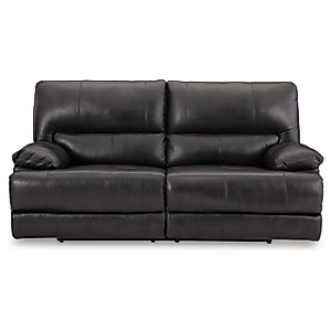 Signature Design by Ashley Mountainous Modern Leather Match Wall Hugger Power Reclining Sofa with Adjustable Headrest and USB Ports, Black